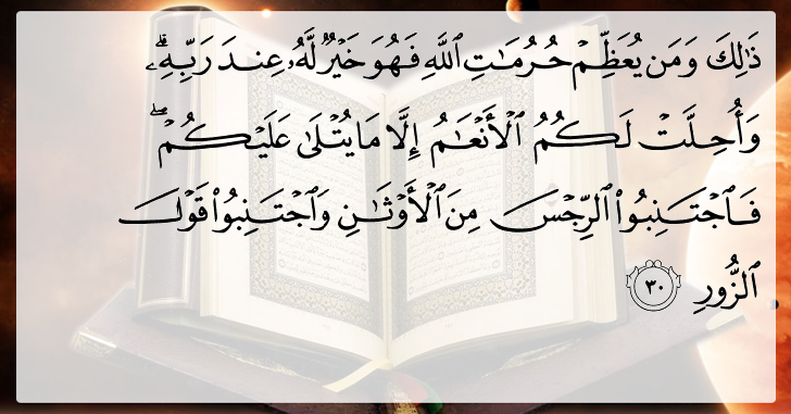 Al-Quran 22:30 - Surah Al-Hajj Ayah #30 - Filipino Translation | Quran ...